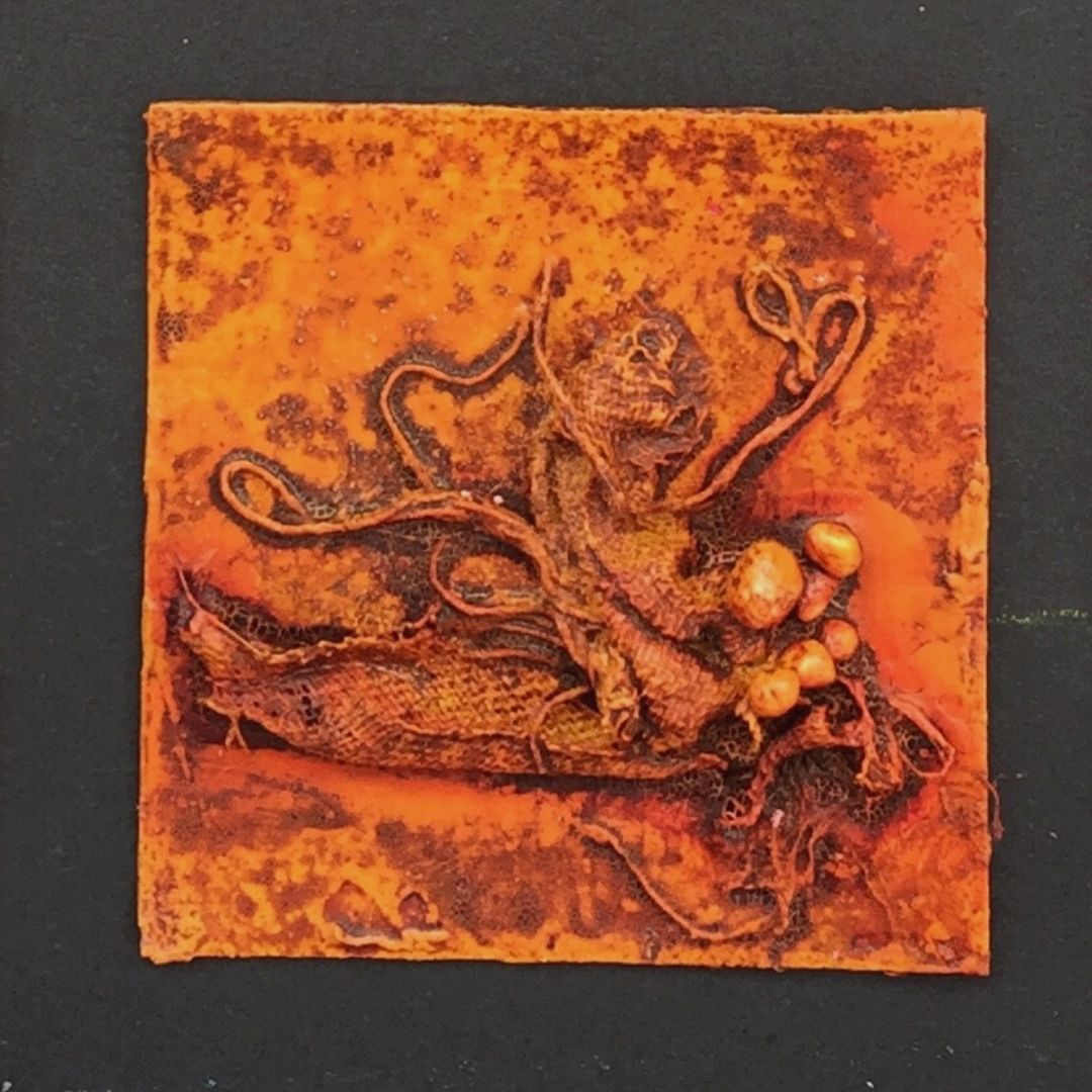 Powertex art with yellow ochre and Bister - Kore Sage | Mixed Media Artist