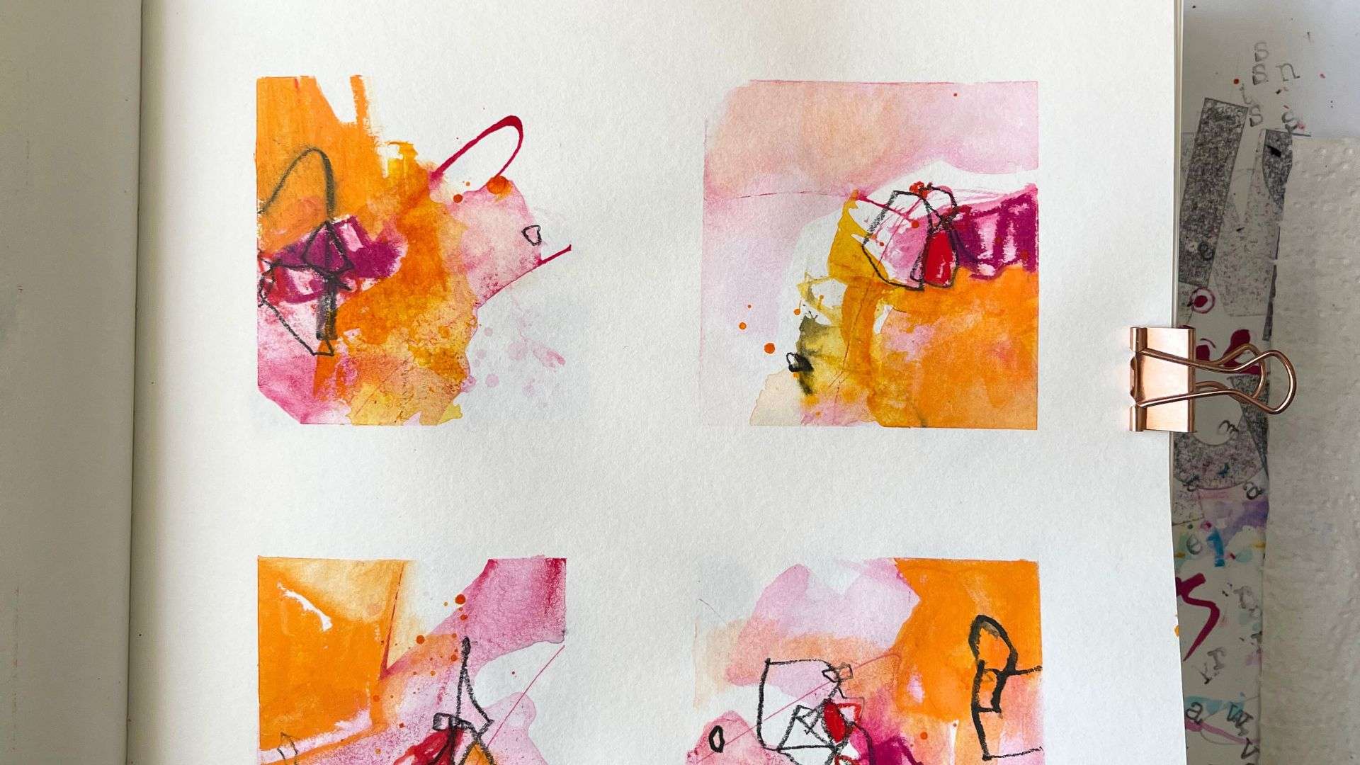 Using a sketchbook grid to experiment - Kore Sage | Mixed Media Artist